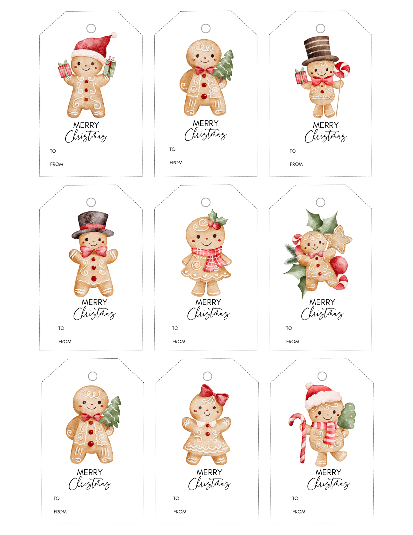 Gingerbread Men Gift Tags – Printable Christmas Digital Download ...